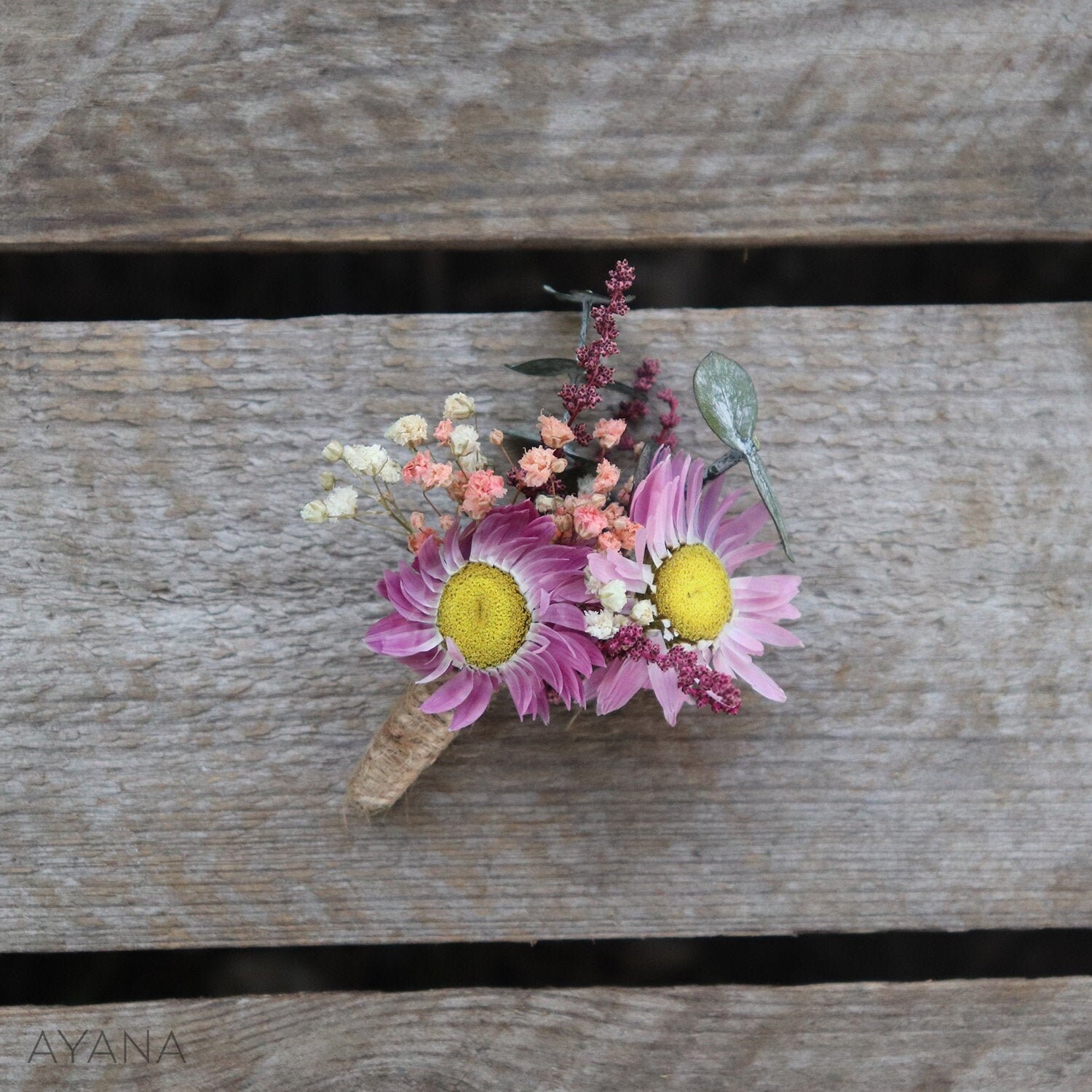 Buttonhole SPONTANEITE, Groom Accessory, Dried and Preserved Flower ...