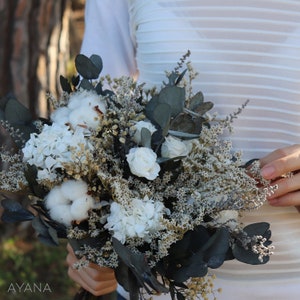 White Bouquet CHAMONIX Deco Winter Cotton Flower and Stabilized ...