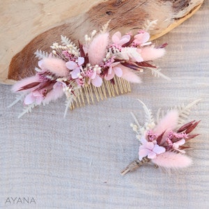 Hair Combs ELEANOR Dried and Preserved Flower Pastel Pink and ...