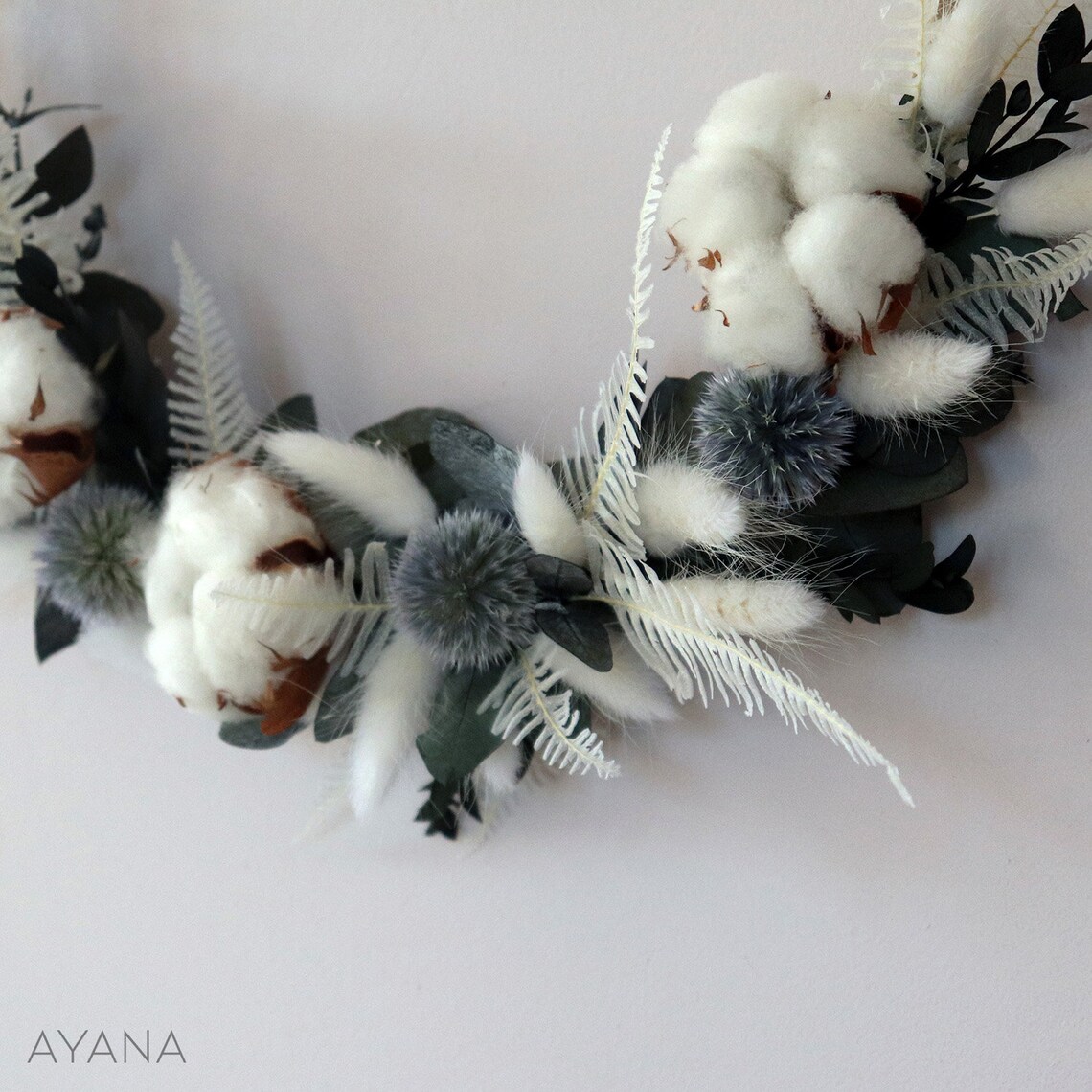 Decorative Circle "cotton White" Dried Flower, 2nd Wedding Anniversary ...