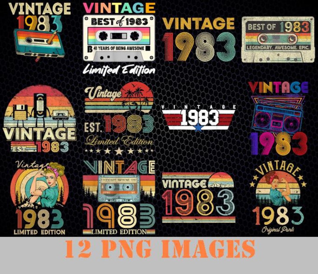 1983 Vintage Png, Vintage Aged to Perfection 1983 Png, 41st Birthday ...