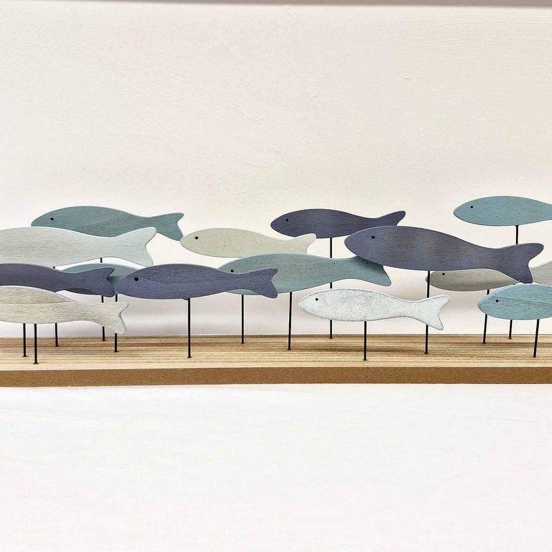 Large Wooden Blue Fish - Etsy UK