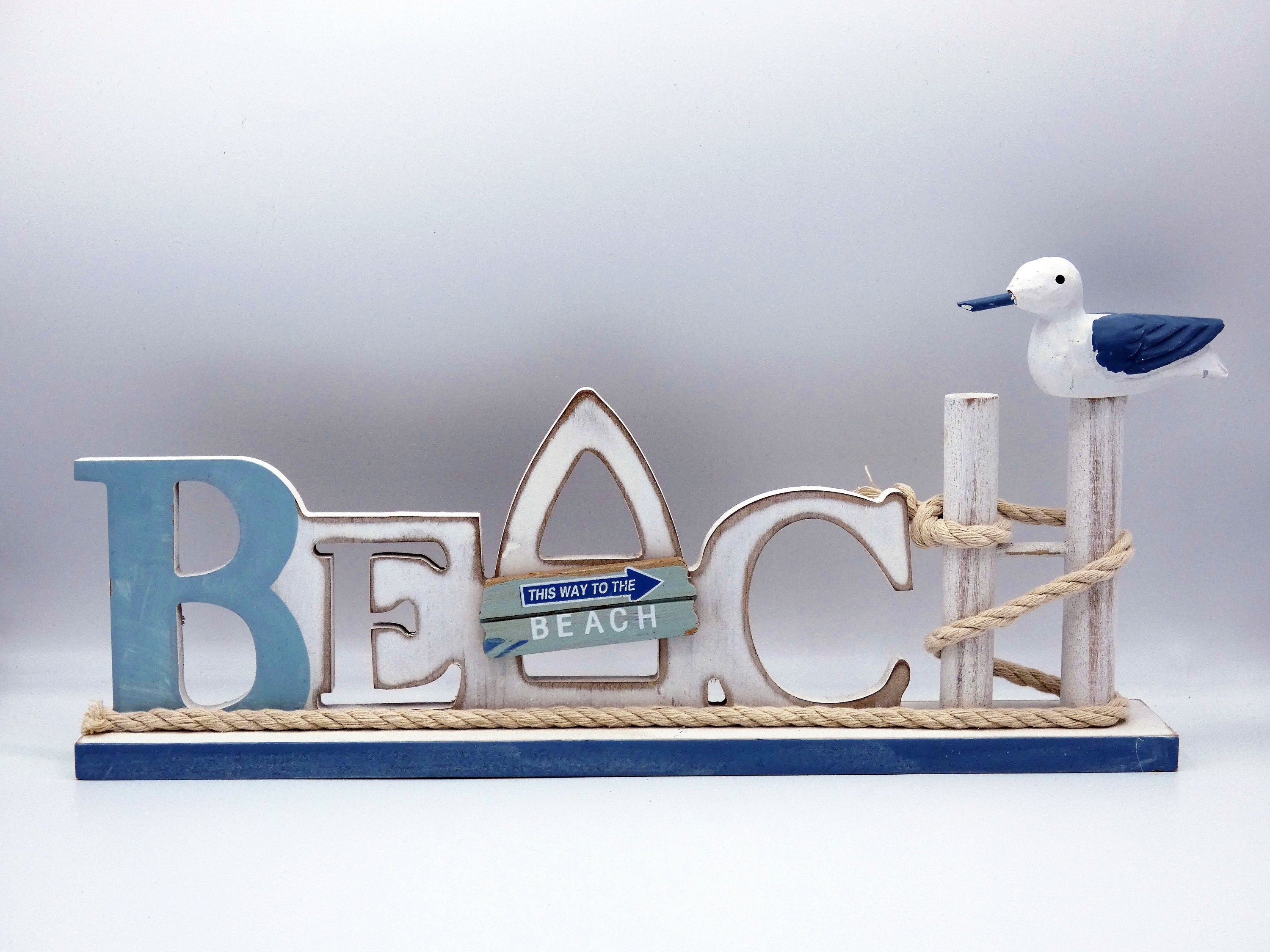 Brown Wooden Beach Sign With Seagull - Etsy UK