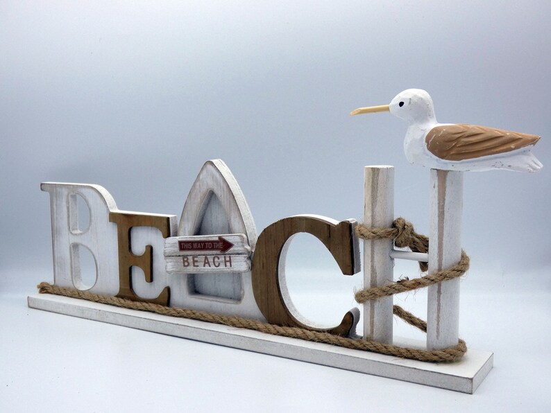 Brown Wooden Beach Sign With Seagull - Etsy UK
