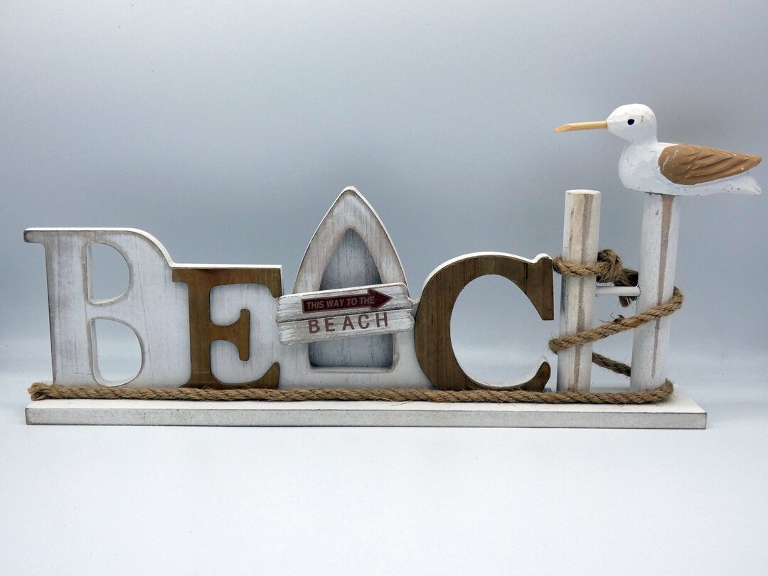 Brown Wooden Beach Sign With Seagull - Etsy UK