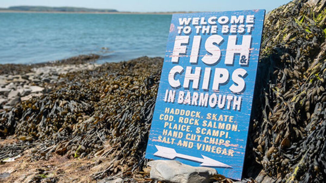 Fish & Chips in Barmouth Wooden Sign Rustic Craft Retro Distressed Home ...
