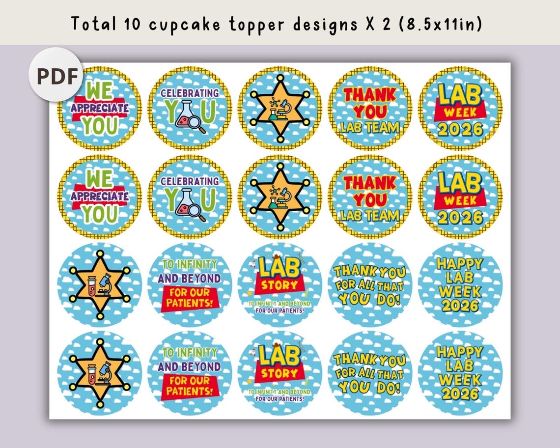 Lab Week 2026 Cupcake Toppers: Lab Story Theme (digital Download) - Etsy