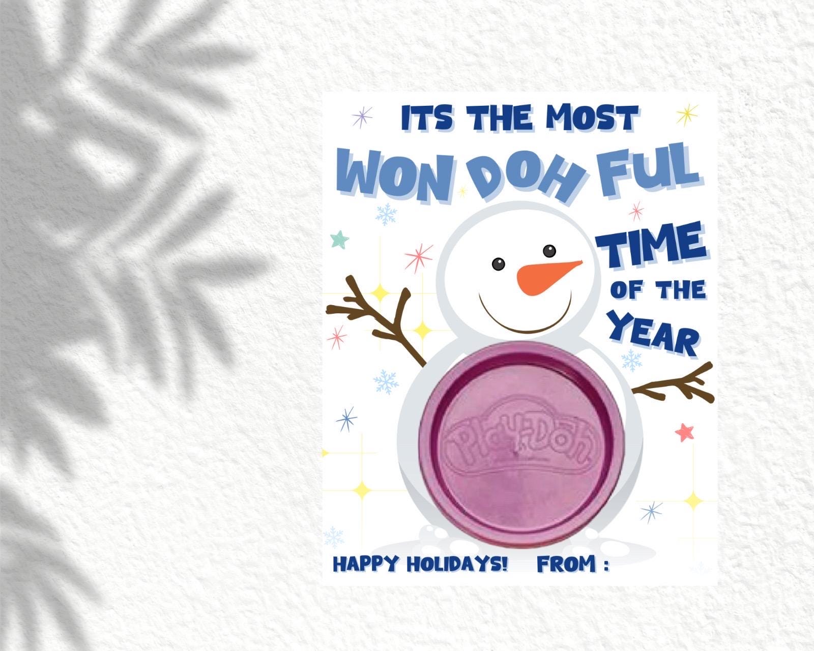 Holiday Play Dough Card Printable, Play Dough Holder, Classroom Favor ...