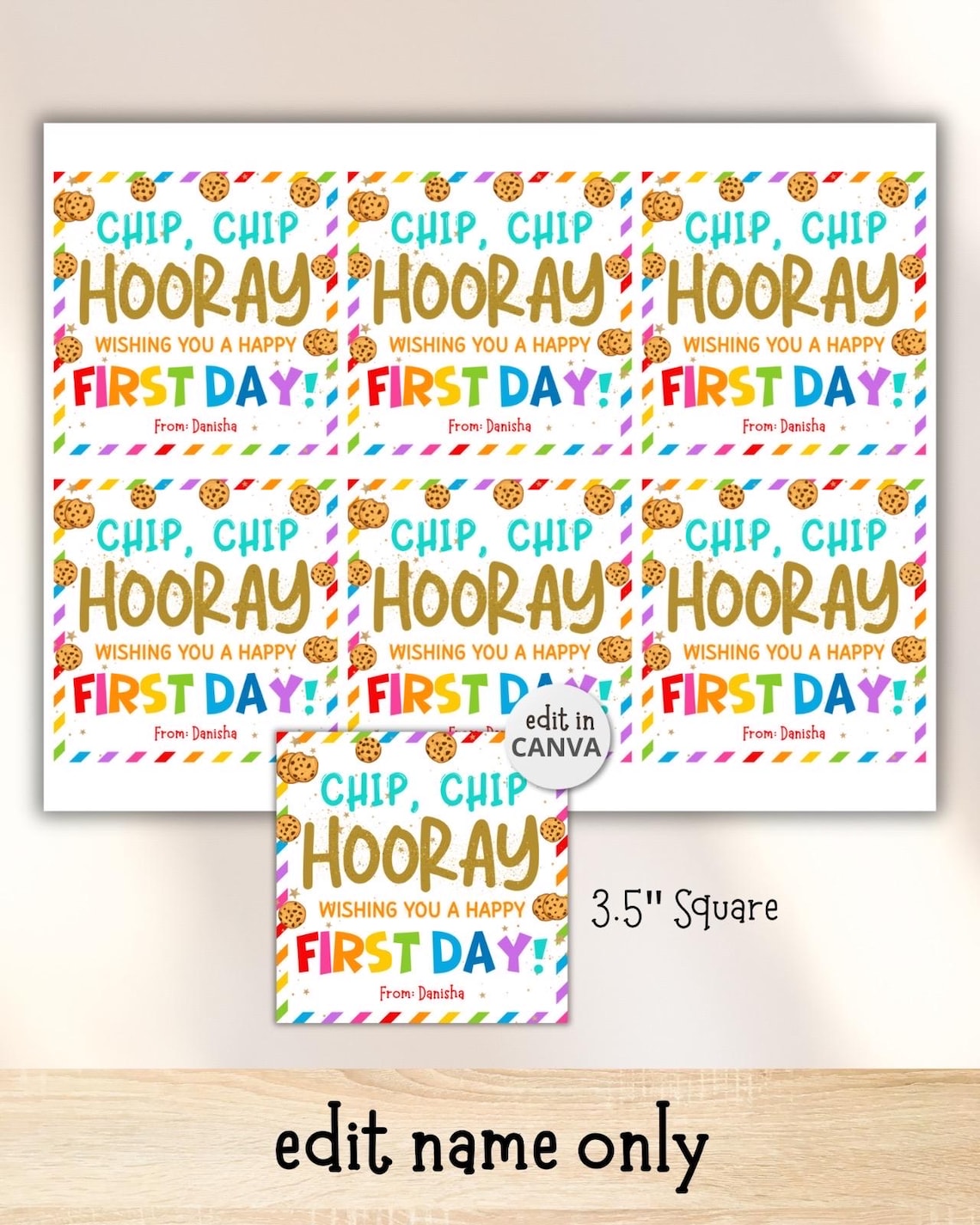 First Day of School Cookie Tags: Chip Chip Hooray! (digital Download ...