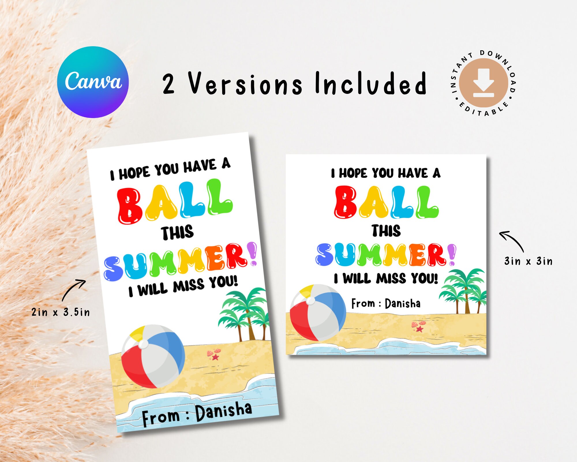 Beach Ball Gift Tag, End of School Year Gift for Students, Last Day of ...