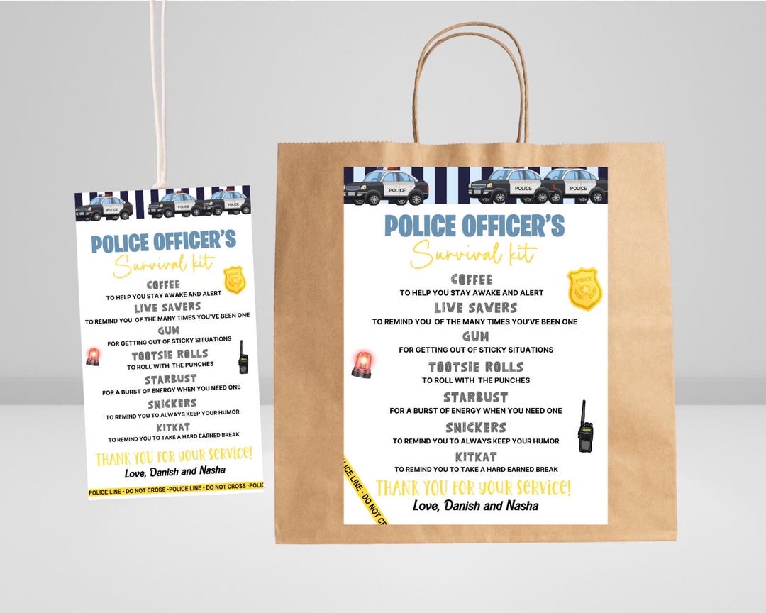 EDITABLE Police Survival Kit Tag, Police Officer Gift Idea, Police Care ...
