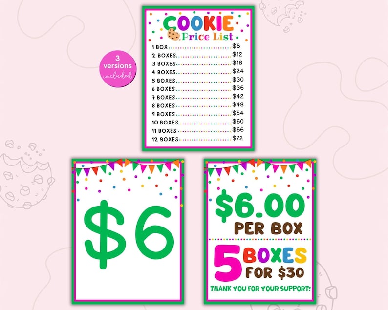 Girl Scout Cookie Price Chart & Sign (digital Download) - Etsy