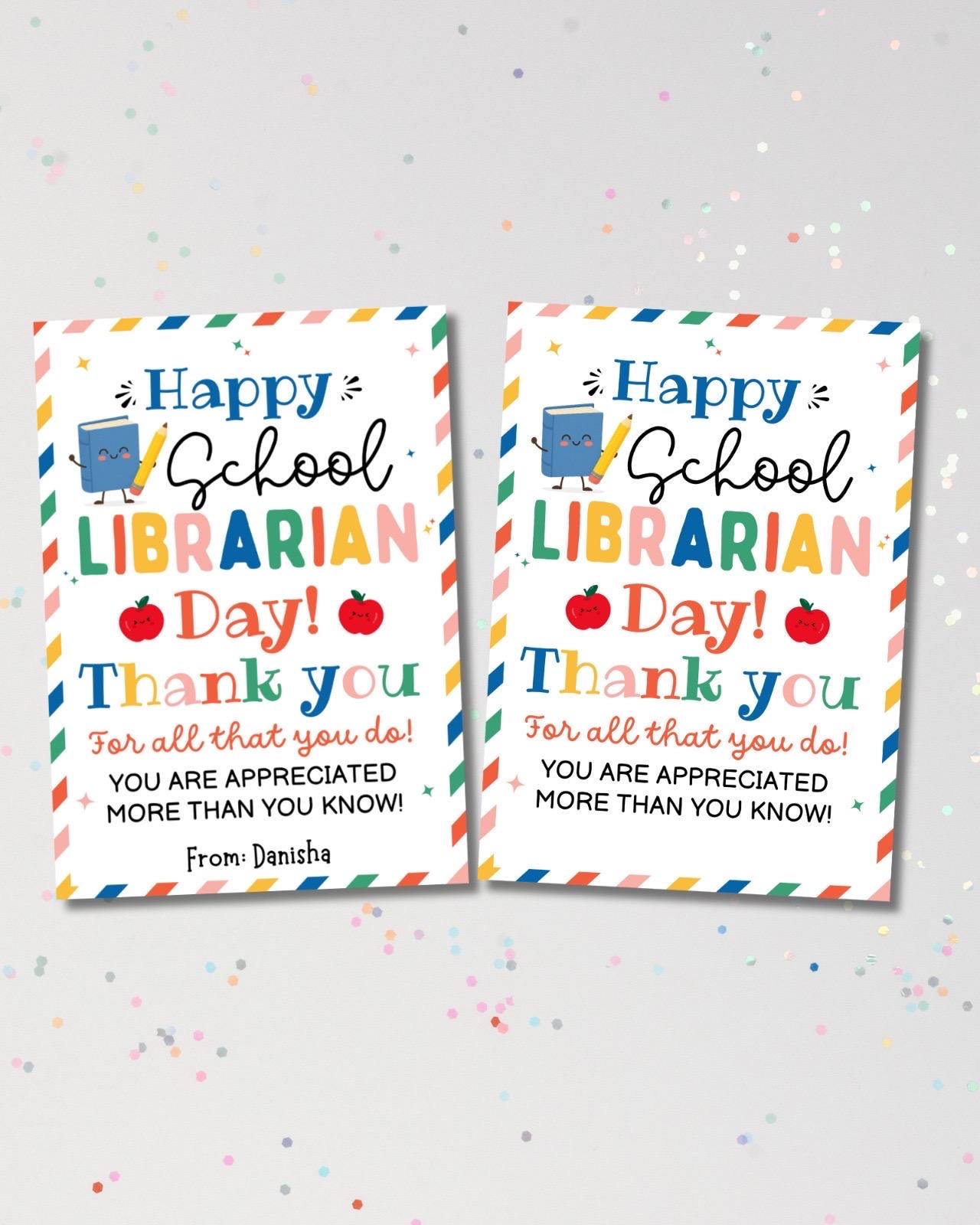 School Librarian Appreciation Gift Tags: Printable Thank You (PDF) - Etsy