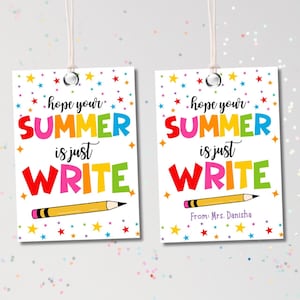 Summer 'just Write' Gift Tags: End of Year Student Favor (PDF) - Etsy