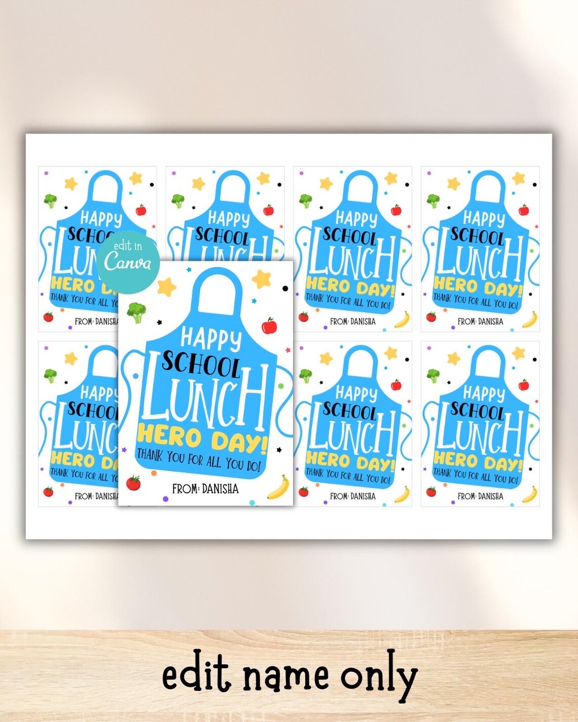 School Lunch Hero Day Gift Tag: Staff Appreciation Printable (PDF) - Etsy