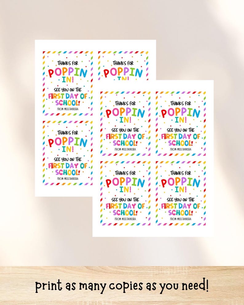 Back to School Lollipop Tag Printable, Thanks for Popping In, Meet the ...