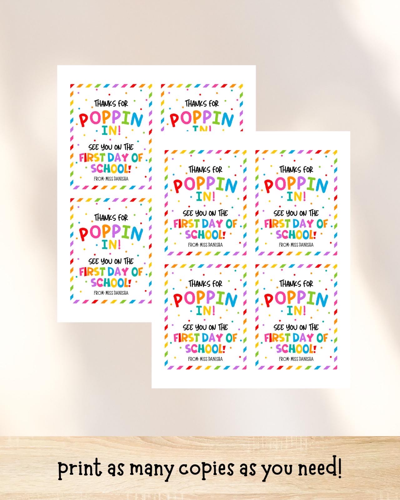 Back to School Lollipop Tag Printable, Thanks for Popping In, Meet the ...