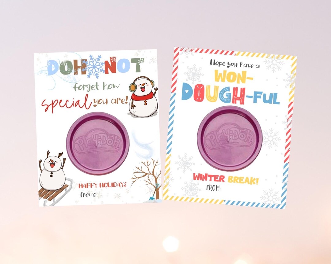 Holiday Play Dough Card Printable, Play Dough Holder, Classroom Favor ...