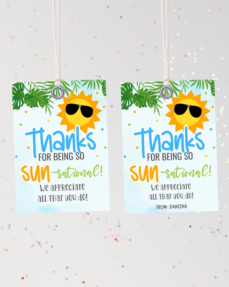 Editable Sun Gift Tag: Teacher, Nurse, Volunteer Thank You (digital ...