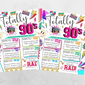 Editable 90s Theme Teacher Appreciation Week Itinerary (CANVA Template ...
