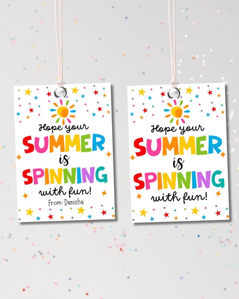 Summer Fun Gift Tags: End of School Year, Pinwheel Fidget (printable ...