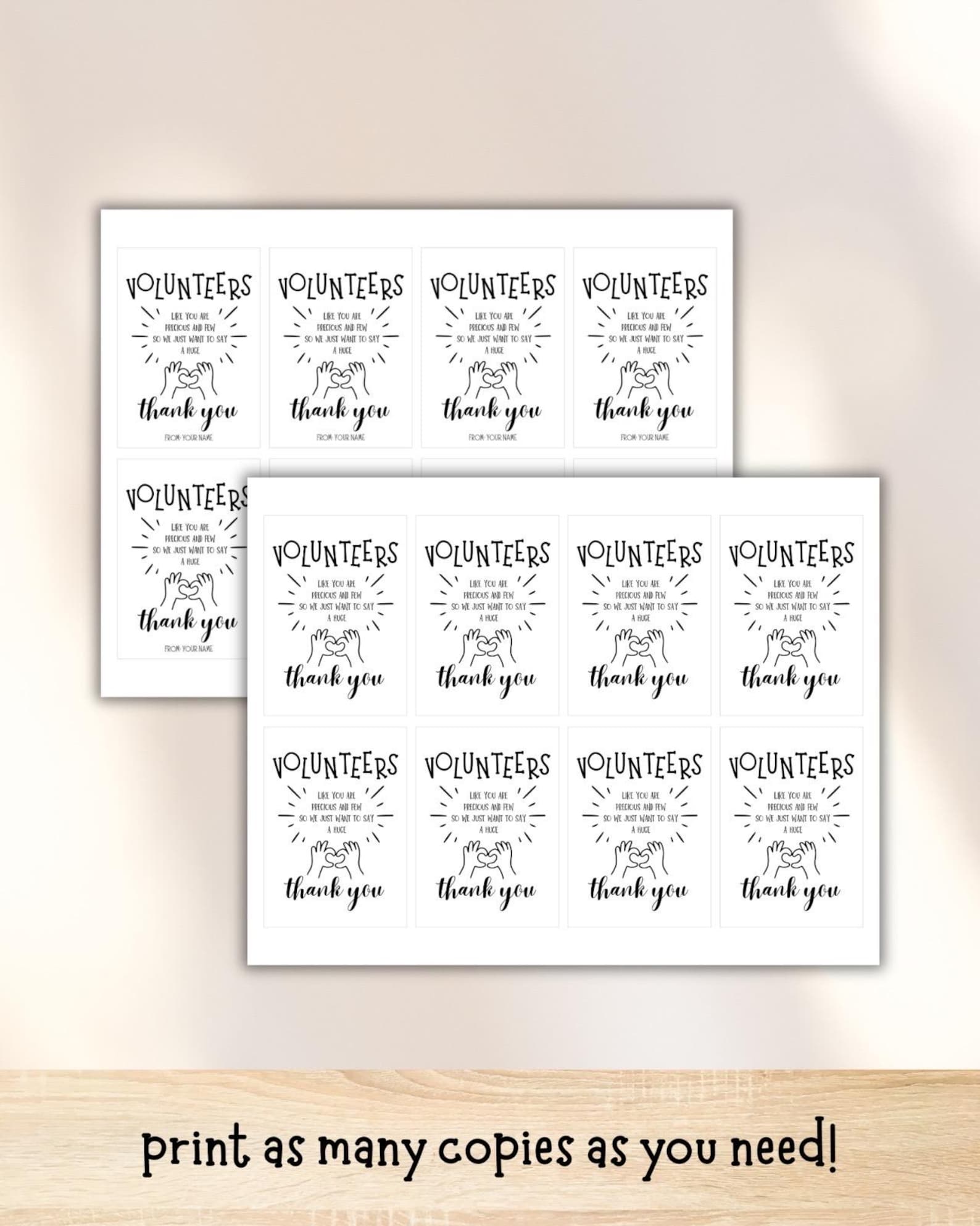 Volunteer Thank You Gift Tag Printable (PDF) - Etsy