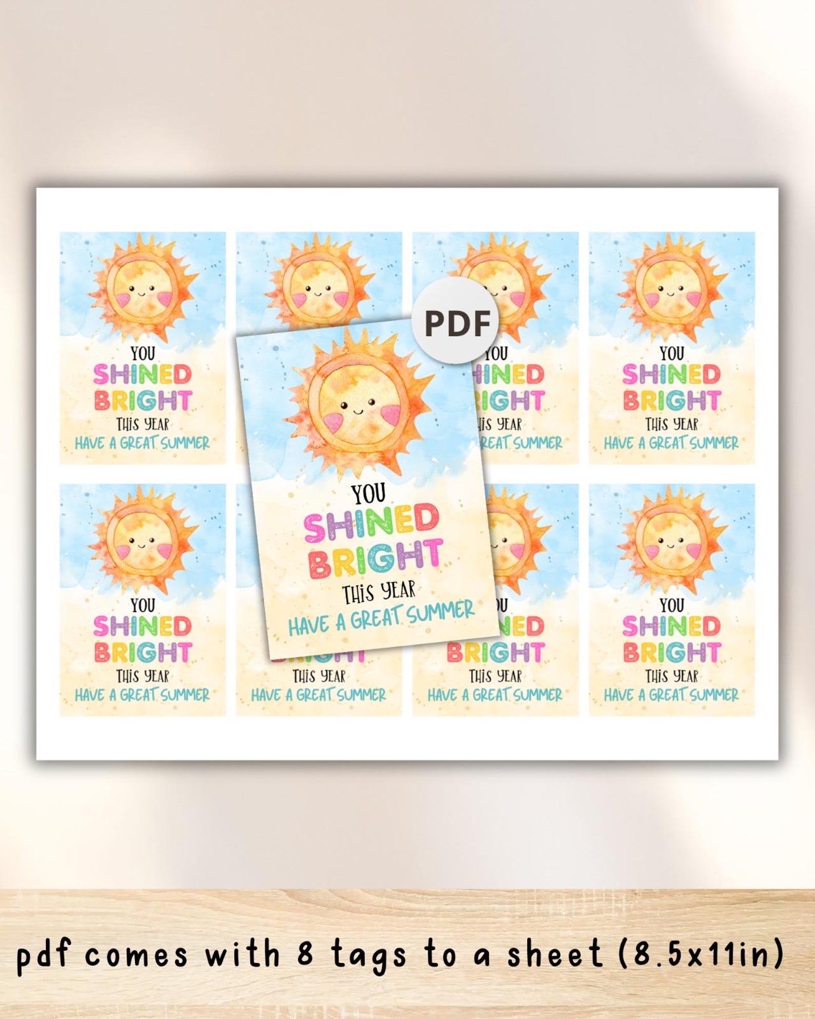You Shined Bright This Year Tag End of the Year Tag Classroom Tags ...