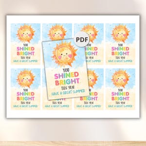 You Shined Bright This Year Tag End of the Year Tag Classroom Tags ...