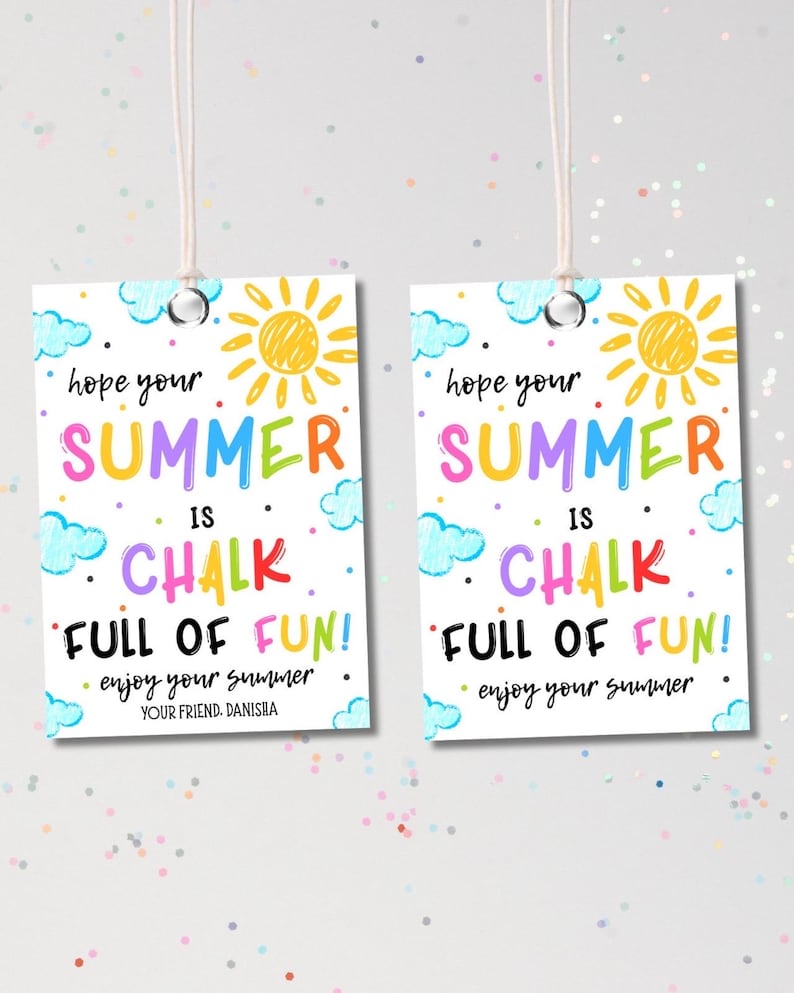 Summer Chalk Gift Tag: End of Year Student Favor (printable) - Etsy