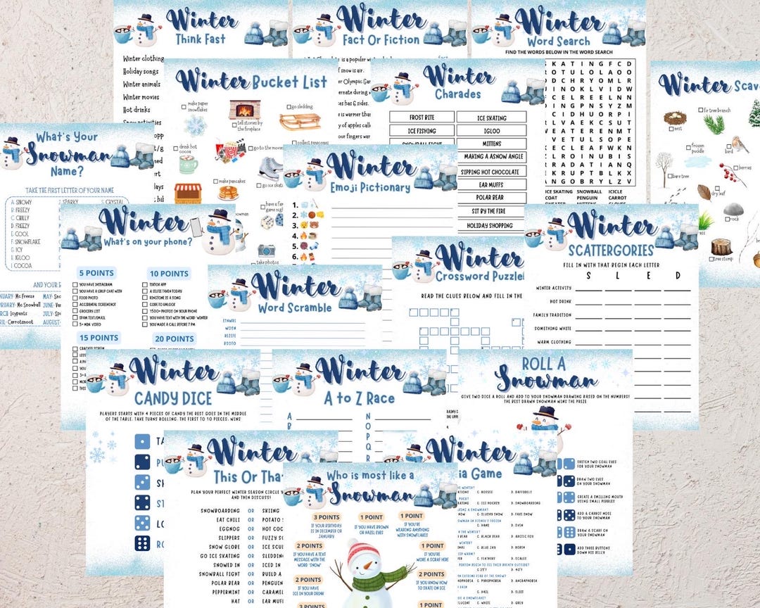 Winter Trivia Game Bundle,18 Winter Solstice Holiday Games,winter Party ...