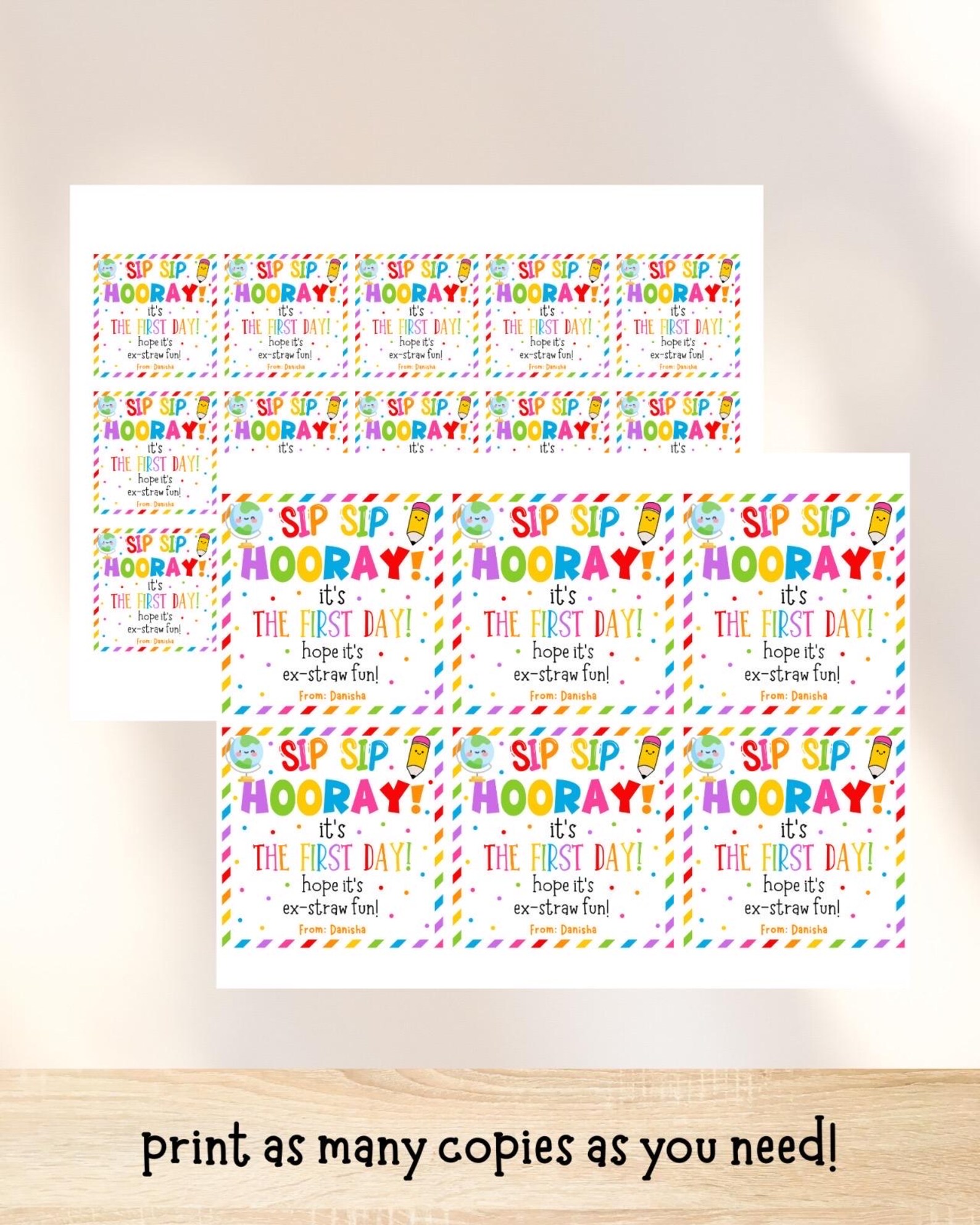 Sip Sip Hooray It's the First Day Gift Tag Template, Printable Back to ...