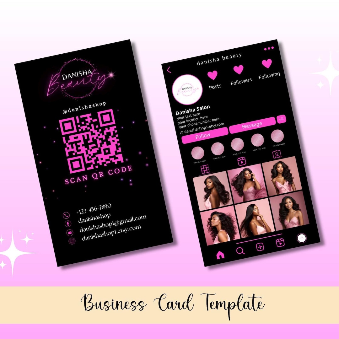 Instagram Business Cards, DIY Canva Business Card Template Design, IG ...