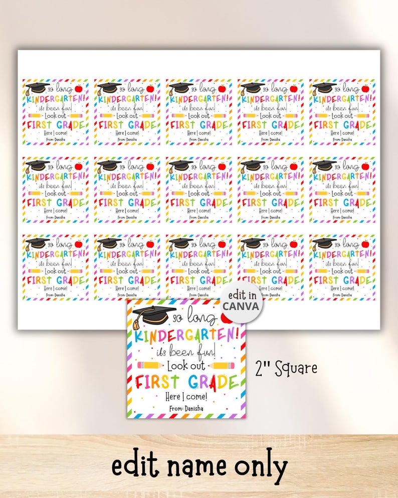 Kindergarten Graduation Tag Printable Kindergarten Grad Class Tag for ...