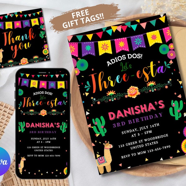 Adios Dos Three Esta Party Invitation - Etsy