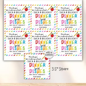 Dinner and Dishes Are on Us Gift Tag Template, Printable Teacher ...