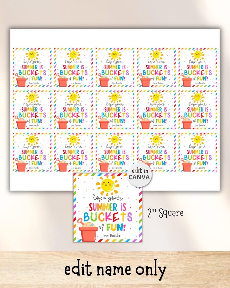 BUCKETS of FUN Tag, EDITABLE End of School Year Gift Tag, End of Year ...