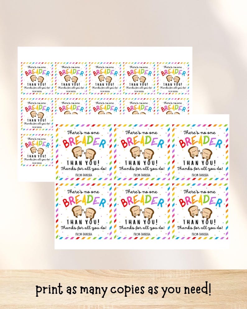 There’s No One BREADER Than You Printable Tags, Bread Gift Tags ...