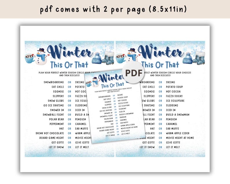 Winter This or That Printable Game,winter Would You Rather Game ...