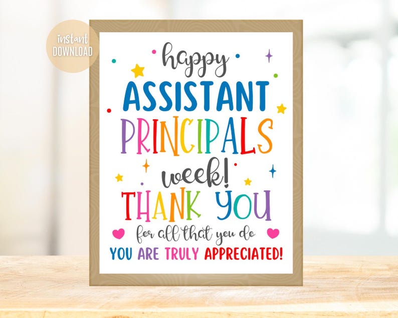 Assistant Principal Week Sign: Thank You Poster (digital Download) - Etsy