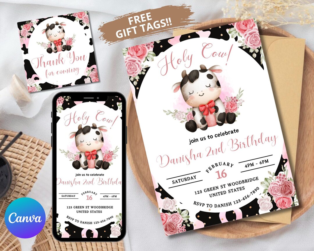 Holy Cow Birthday Invitation Template Printable, Holy Cow Birthday ...