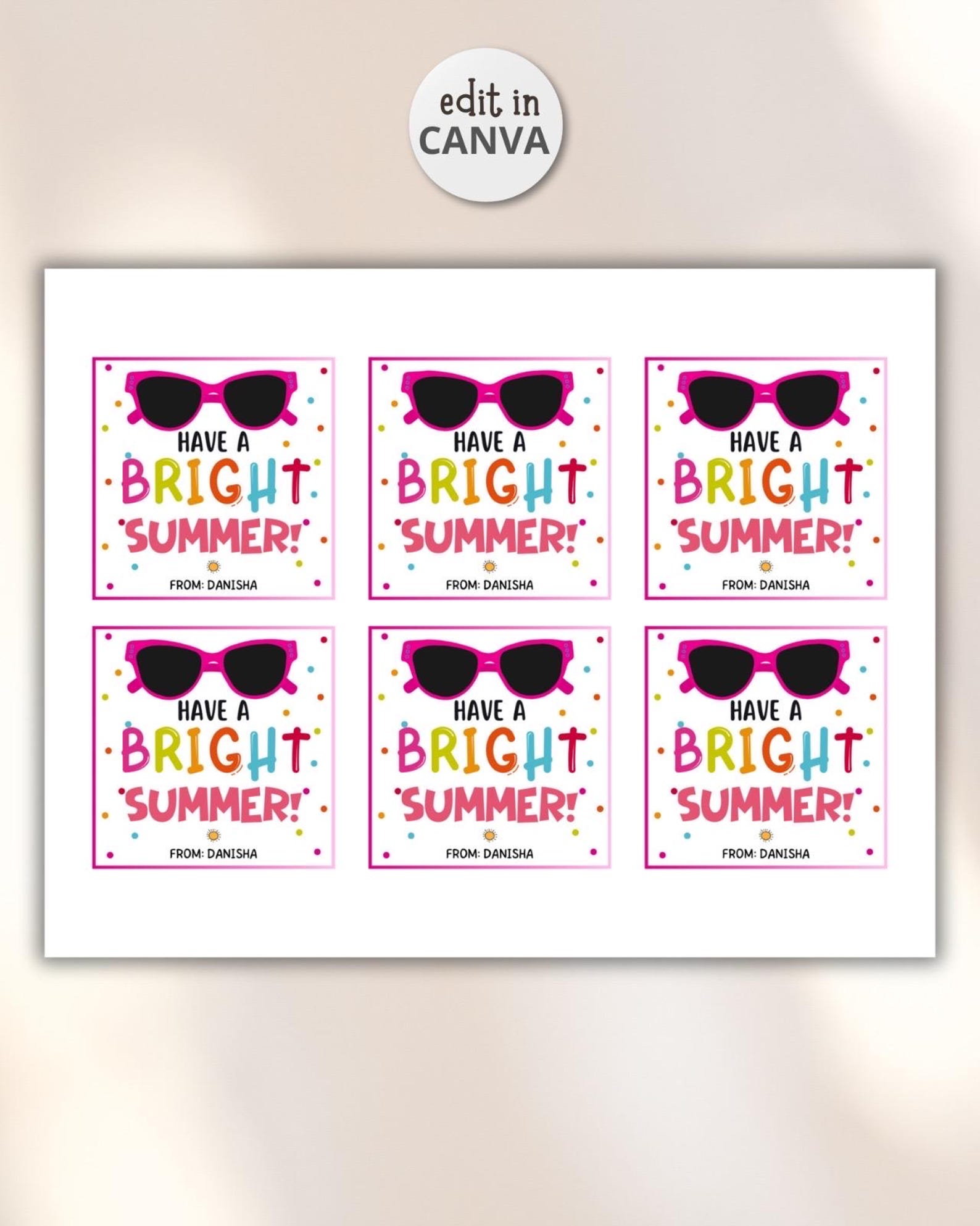 Have a Bright Summer Gift Tags, Printable School is Out Sunglasses ...