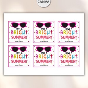 Have a Bright Summer Gift Tags, Printable School is Out Sunglasses ...