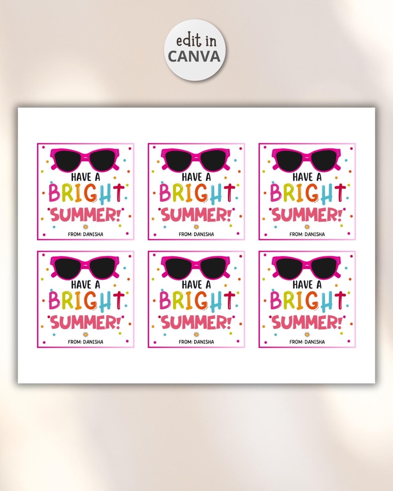 Have a Bright Summer Gift Tags, Printable School is Out Sunglasses ...