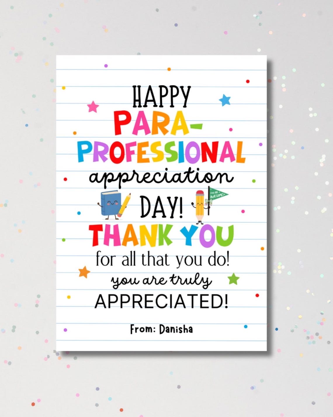 Paraprofessional Appreciation Day Tag: Printable Thank You Label ...