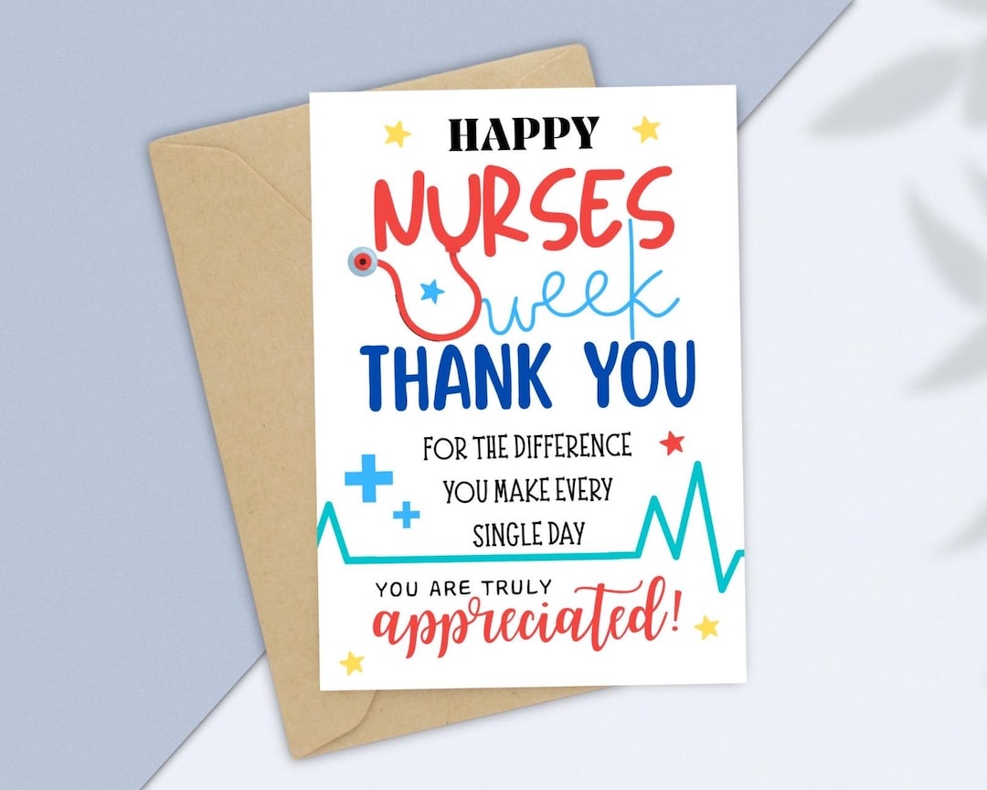 Nurses Week Card, Printable Nurse Card for Nurse Appreciation Gift ...