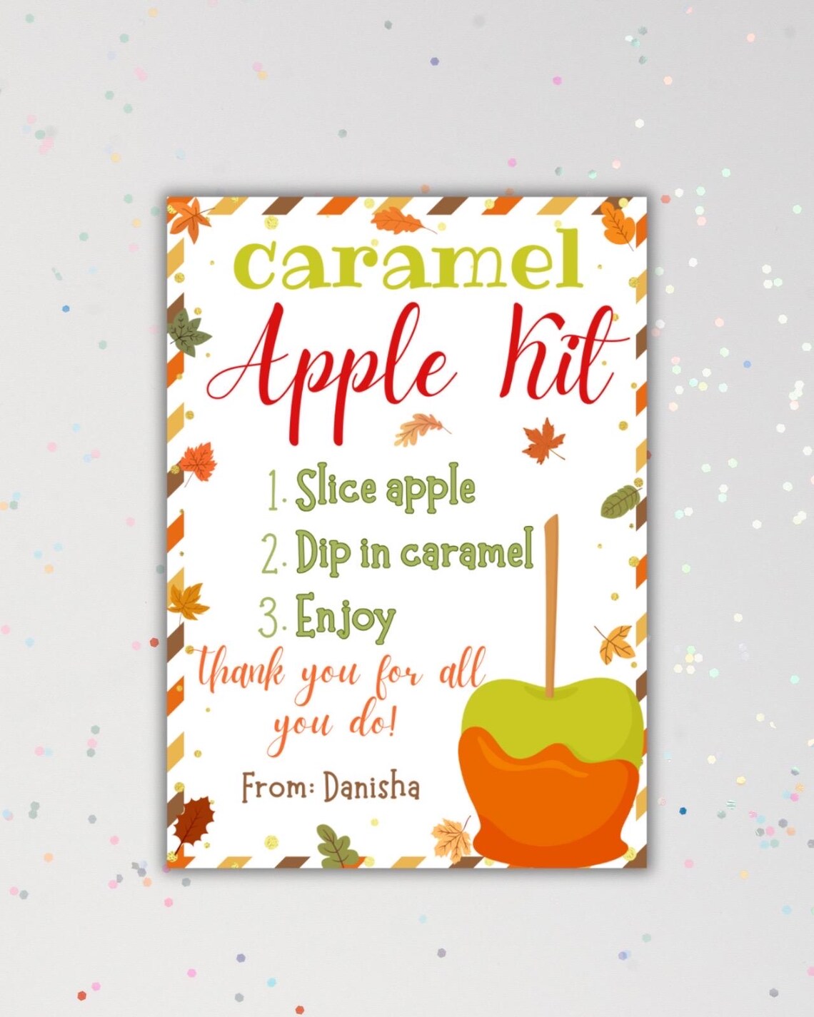 Editable Caramel Apple Kit Tags: Fall Thanksgiving Favor Labels ...