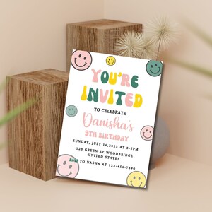 Editable Smileys Birthday Party Invitation Template, Smiley Faces ...