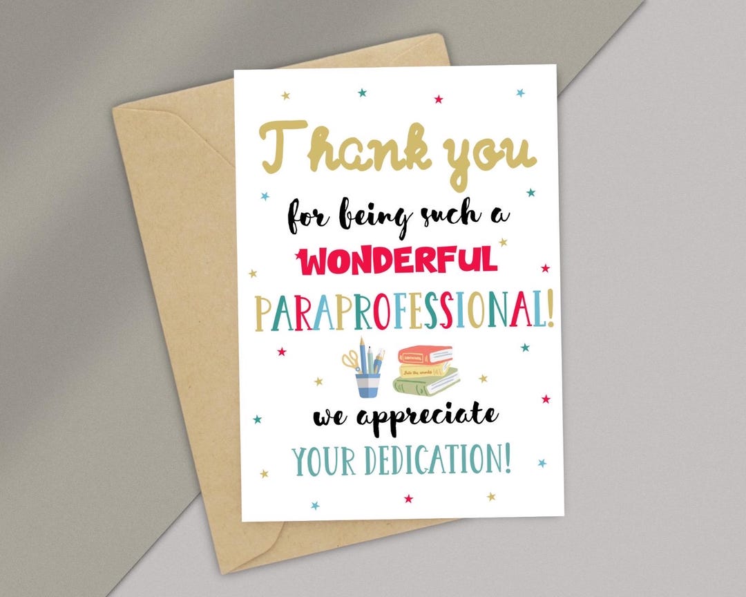 Paraprofessional Card Printable,paraprofessional Day Card ...