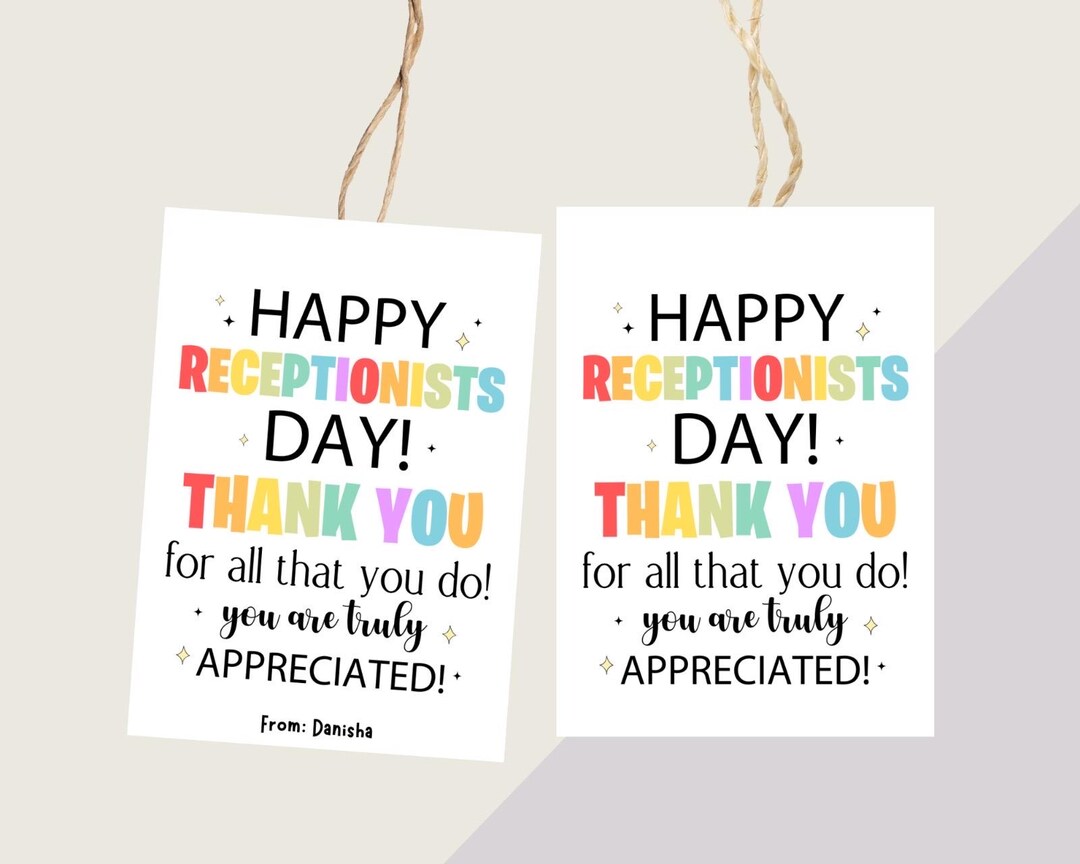 Receptionists Day Gift Tag Printable, Receptionist Day Card ...