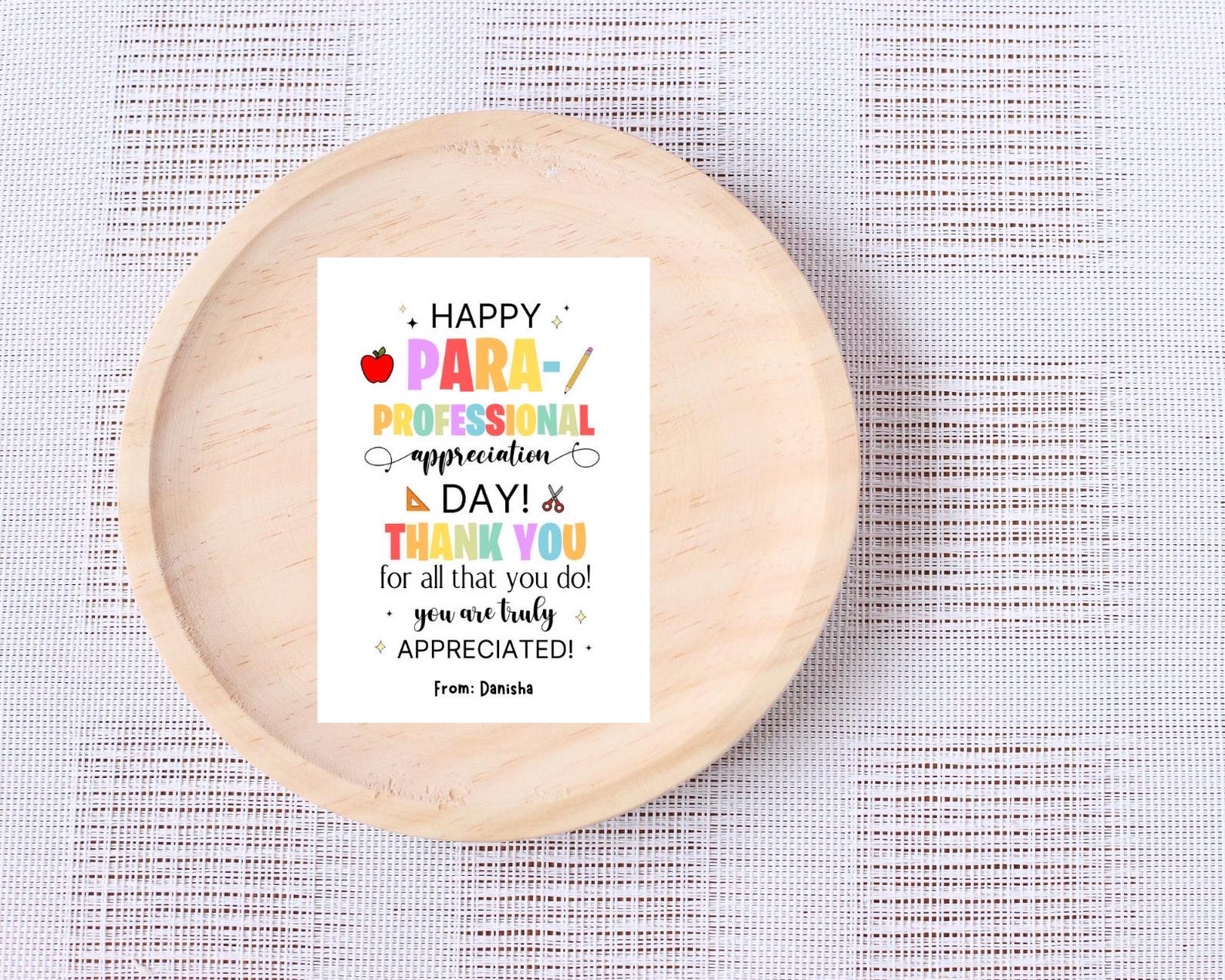 Paraprofessional Appreciation Day Tag: Printable Thank You Label ...